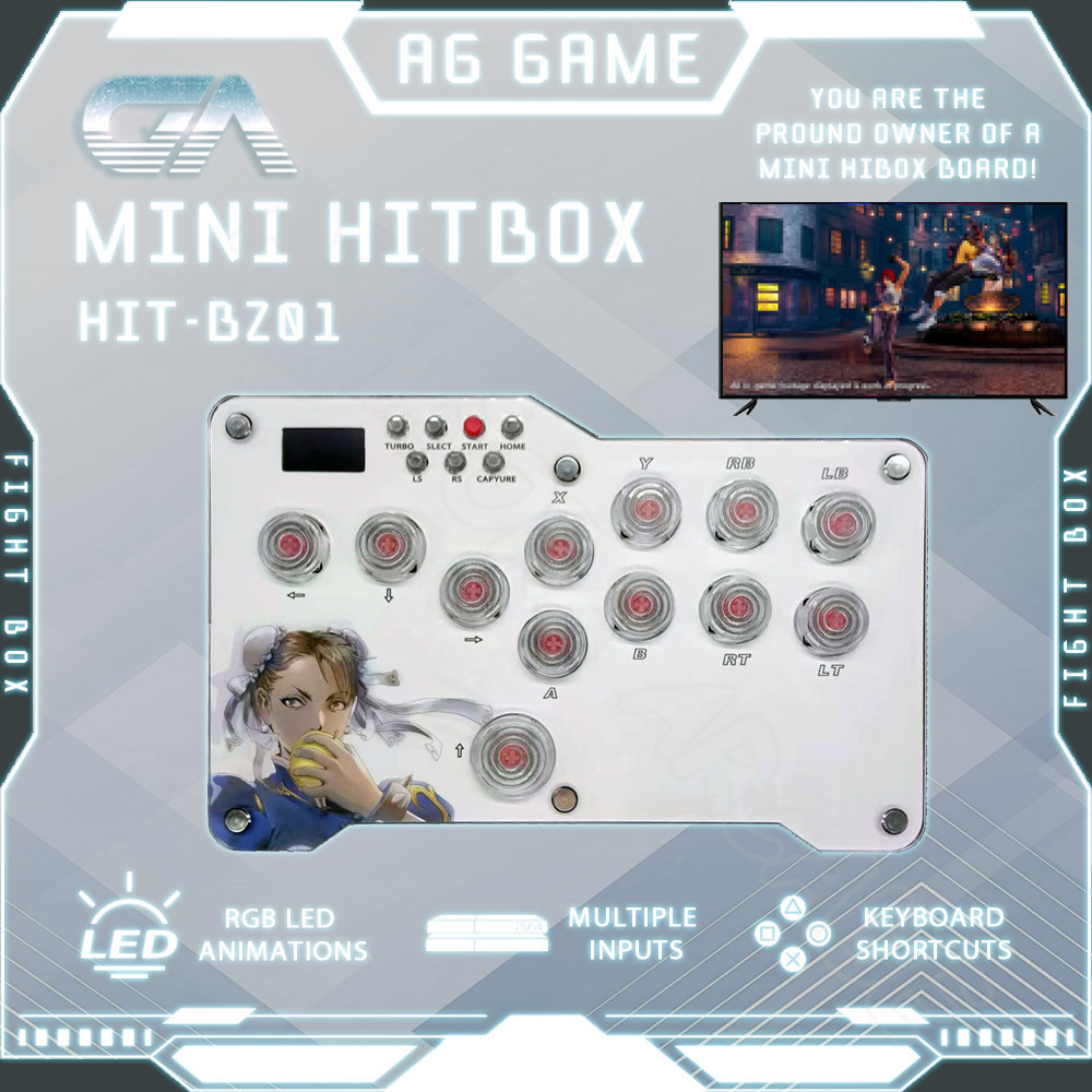 Fighting Box Mini Hitbox LED Fight Stick Arcade Joystick Red Switch ...