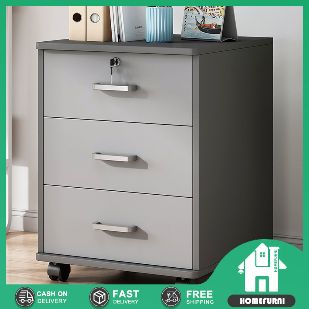 Under-desk filing cabinet office wooden storage cabinet with lock ...