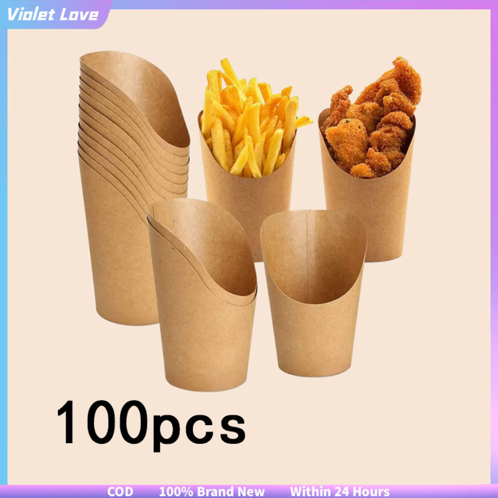100Pcs Disposable Food Paper Cup Capacity Fries Cup Waffle Cup Egg Cup ...