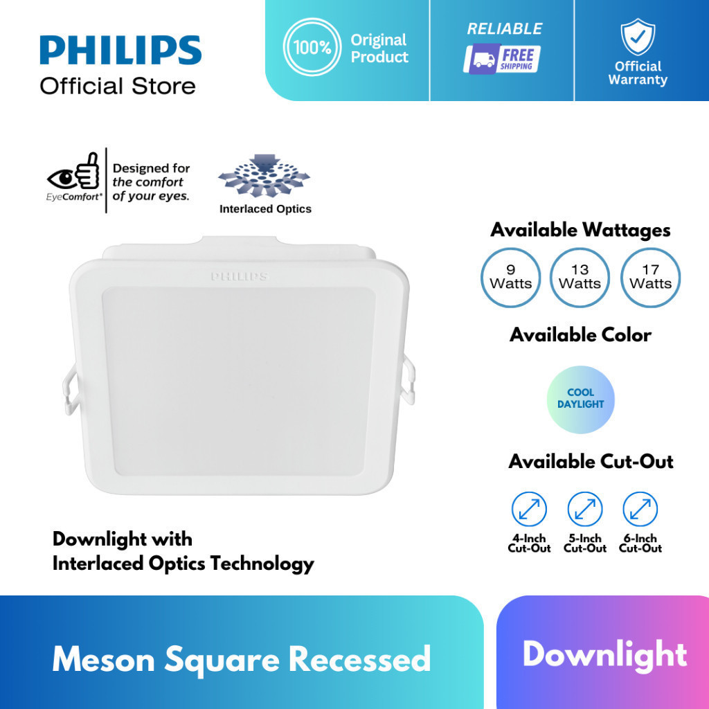 Philips Meson Square Recessed 9W/13W/17W | Shopee Philippines