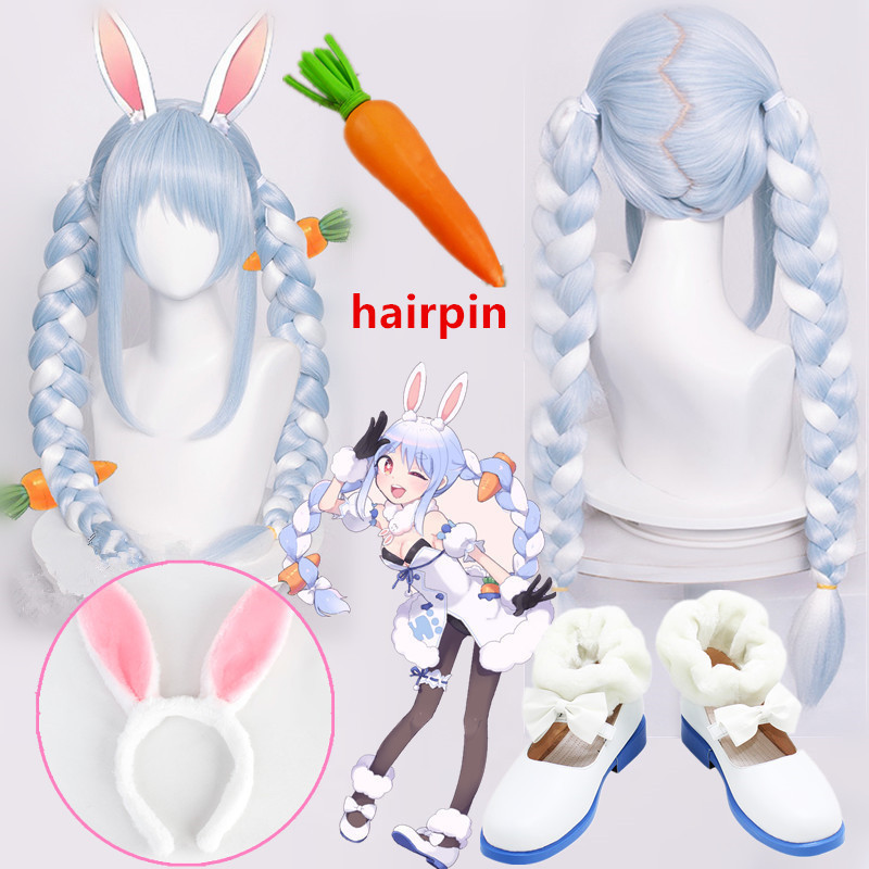 ♠VTuber Usada Pekora cosplay Wigs Braids Hololive Fantasy Bunny Girl ...