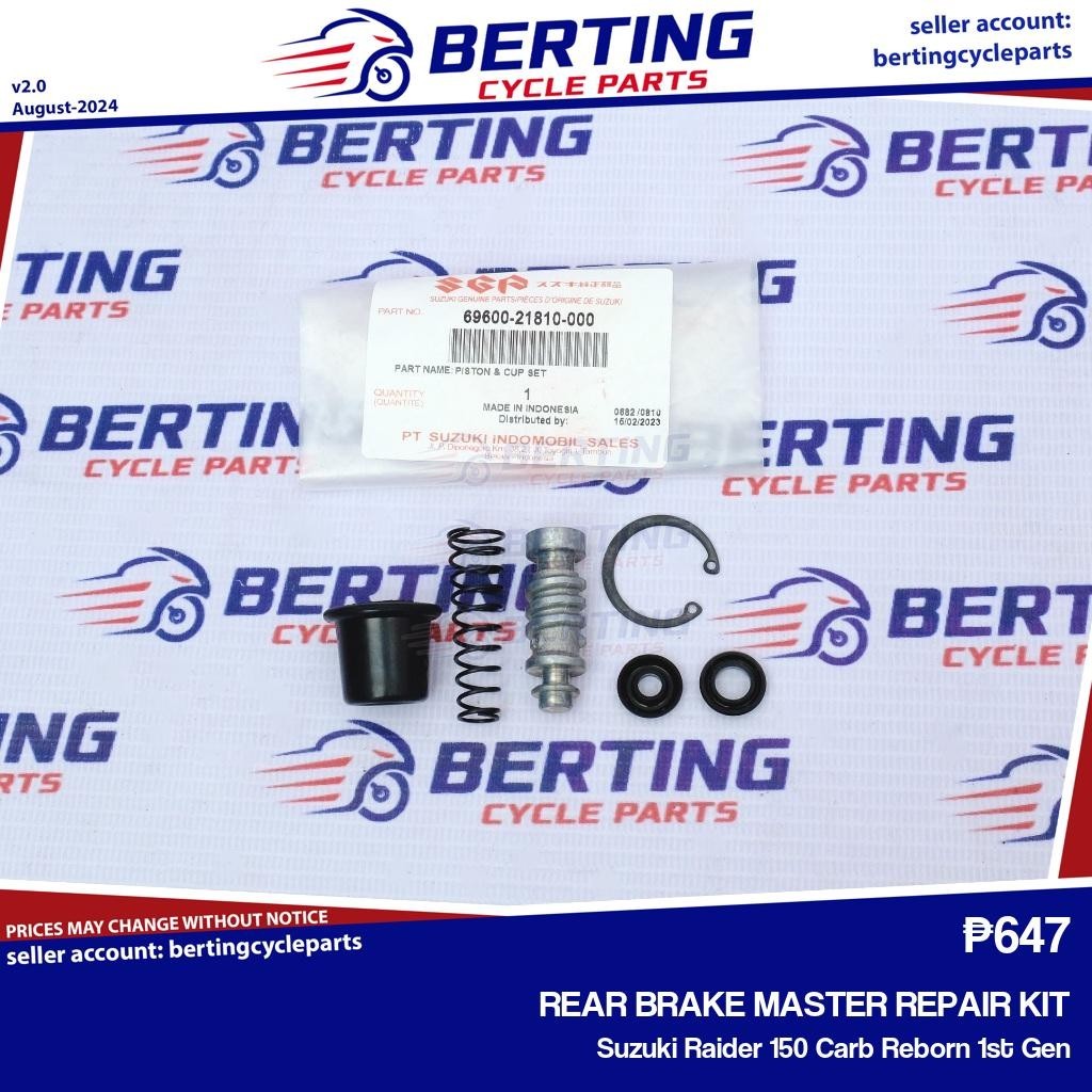 SGP REAR BRAKE MASTER REPAIR KIT Suzuki Raider 150 Carb Reborn 1st Gen ...