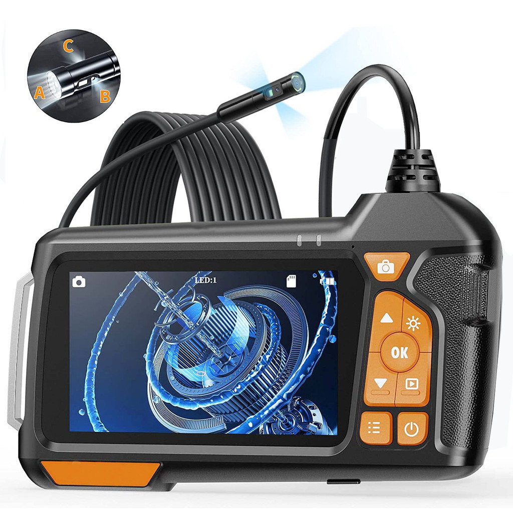 웃4.5Inch IPS Screen 8MM Triple Lens Industrial Endoscope CMOS Borescope ...