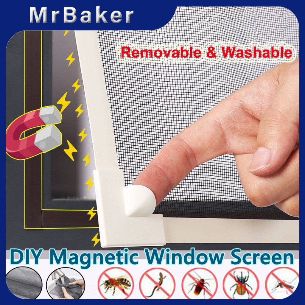 Strong magnetic screen window with adjustable frame DIY custom mesh ...