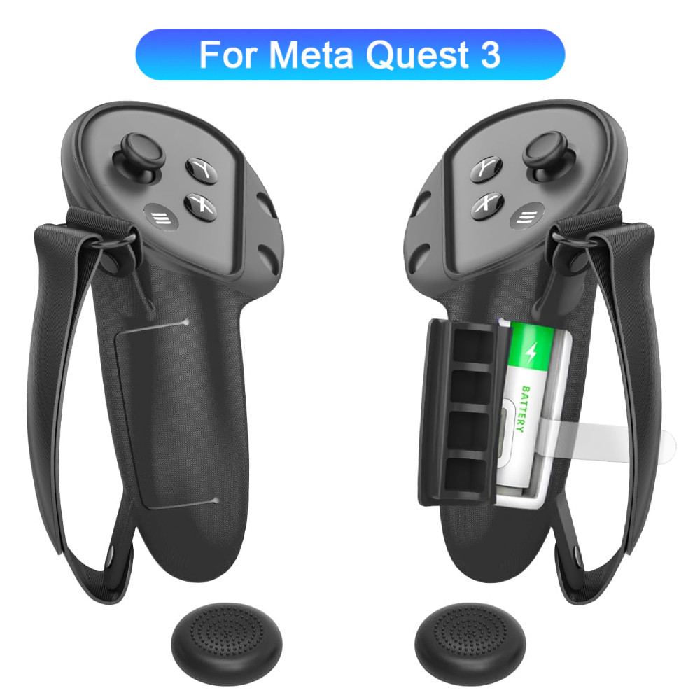 ๑For Meta Quest 3 Handle Protective Cover with Battery Compartment ...