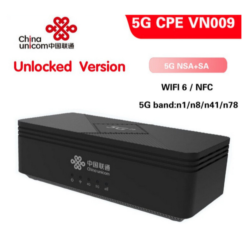 China Unicom 5G CPE VN007 VN009 5G WiFi 6 And 5G CPE Card Mobile Modem Router Black | Shopee ...