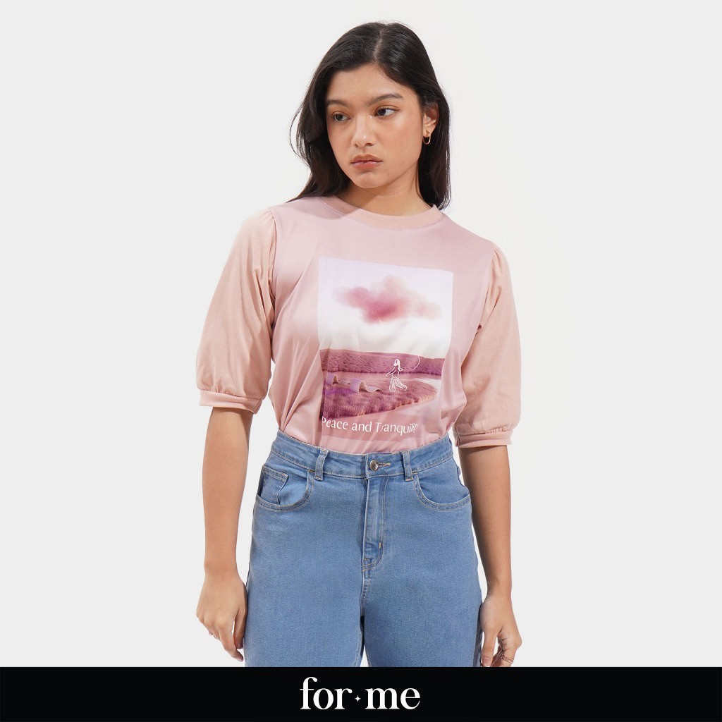 ForMe Peace And Tranquility Graphic Tee T-Shirt for Women (Evening Sand ...