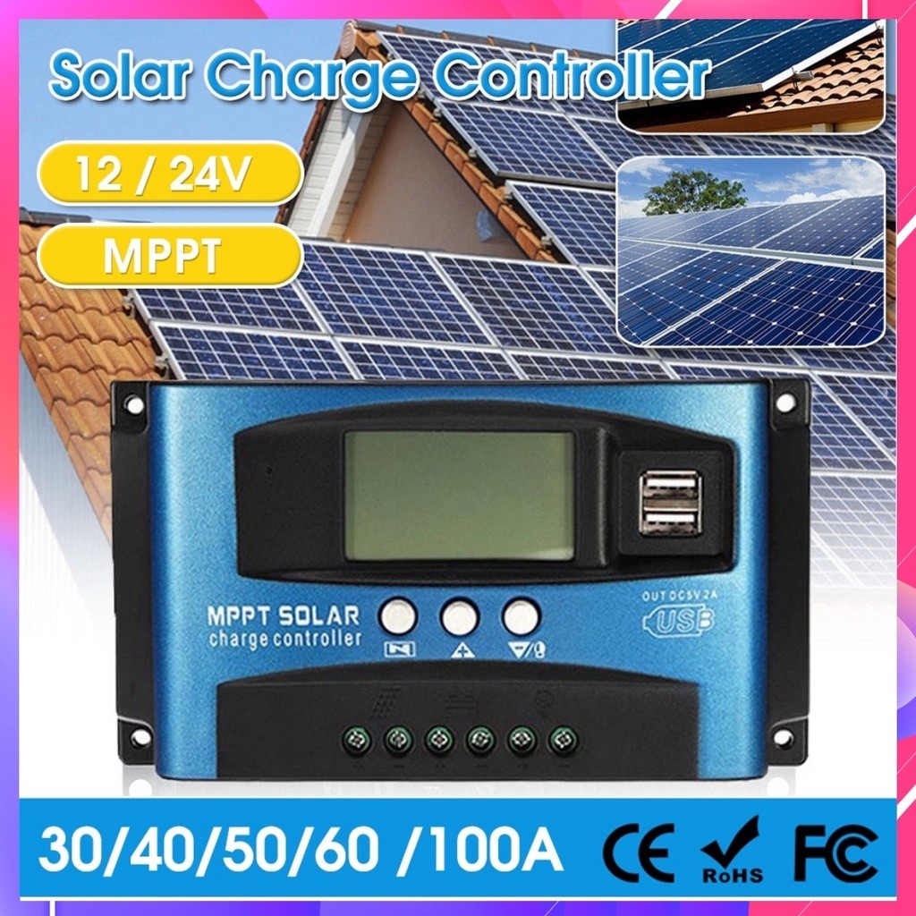Mppt Solar Charge Controller 100a 60a 50a 40a 30a Power Dual USB Lcd Display | Shopee Philippines