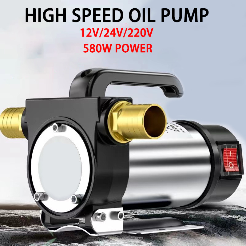 ♞220V Electric DC 12V/24V Oil Pump Self Priming For Diesel Kerosene Transfer Fuel Oil Well Water ...