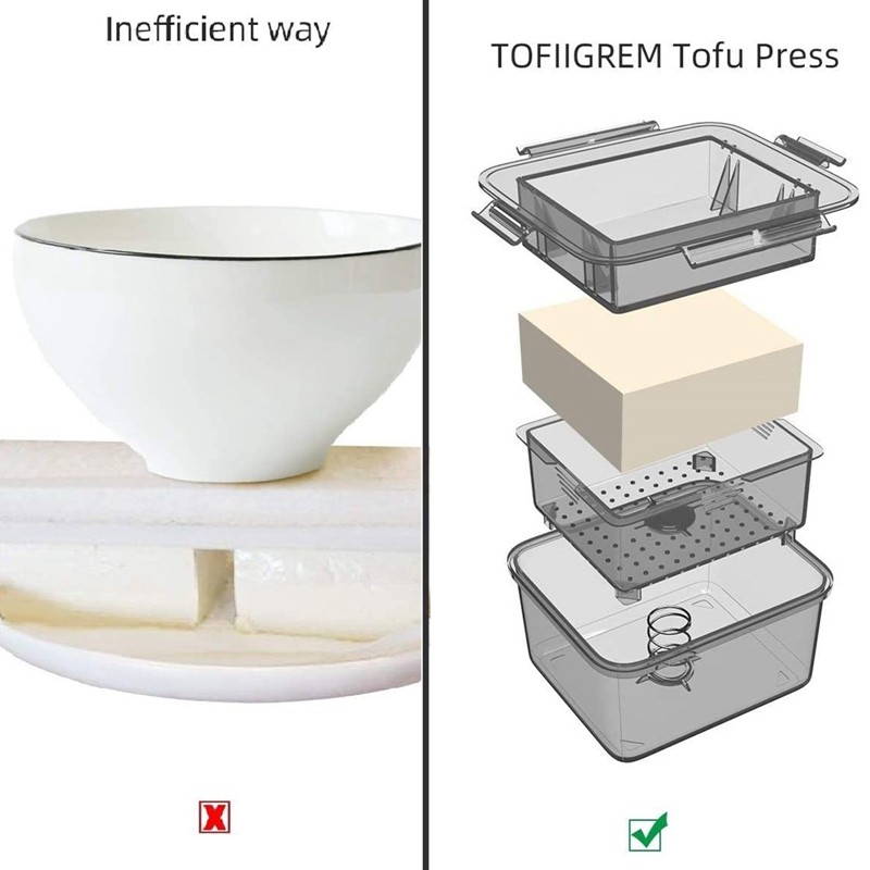 ┲Tofu Press Tofu Drainer 3-layer Tofu Press Built-in Drainage Water ...