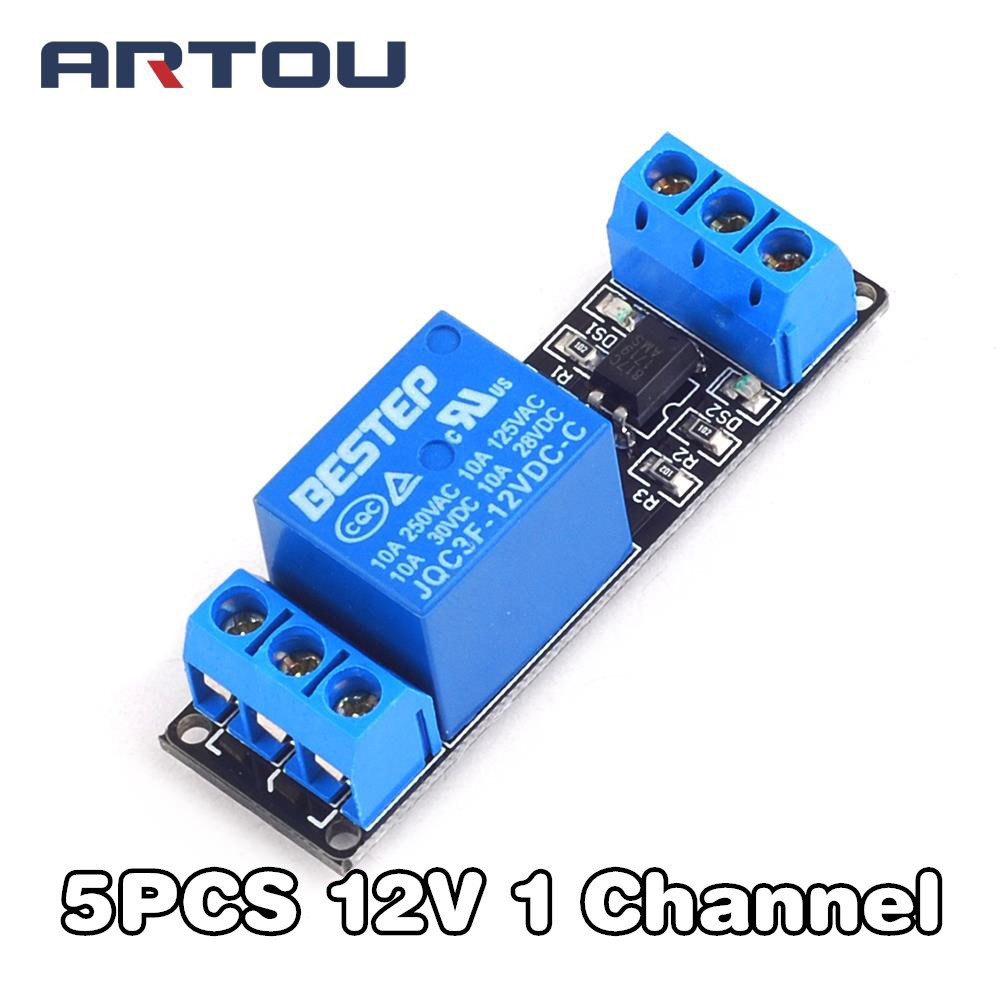 유5PCS 12V 1 Channel Relay Module Low Level Trigger 1 Way 12V Relay ...