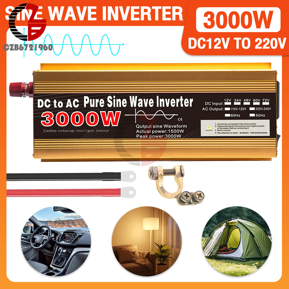 Portable Car Inverter Pure Sine Wave Inverter 1600W 2200W 3000W DC 12V ...