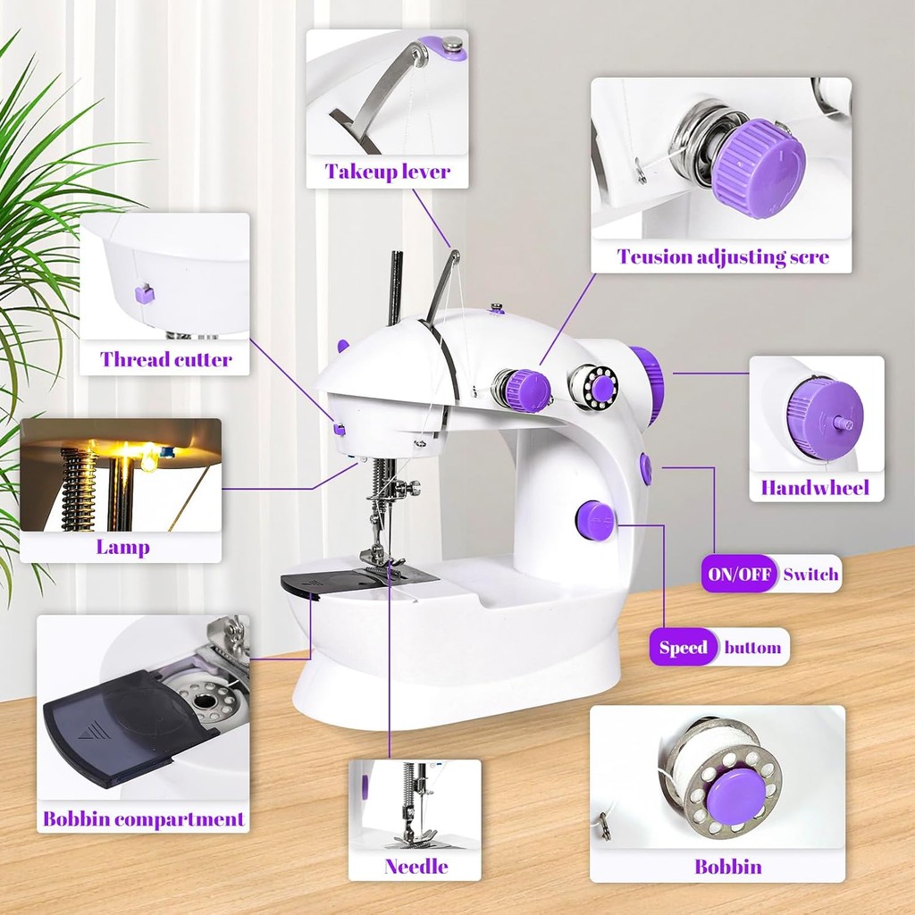 Mini Sewing Machine Home Electric Sewing Machine Small Two Speed Easy ...
