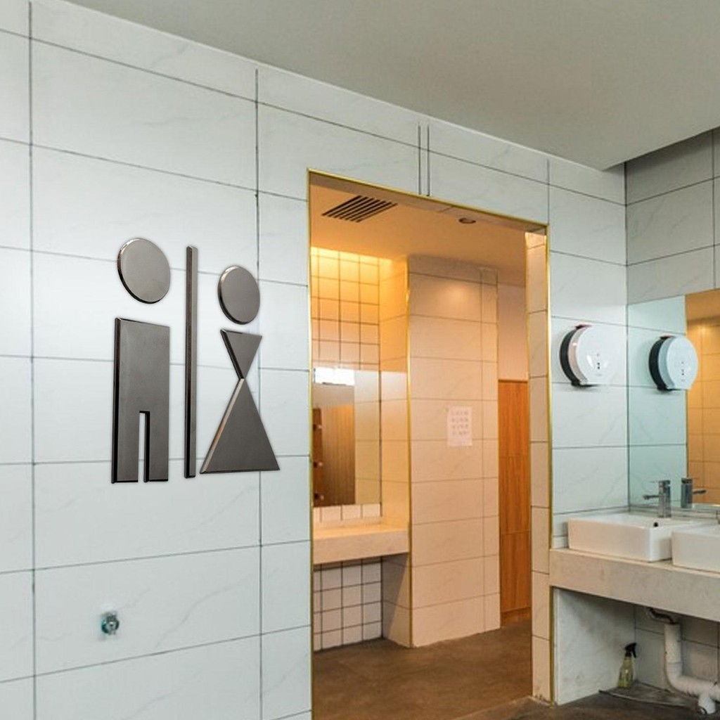 유Bathroom Door Sign Restroom Sign Acrylic Identification Bathroom ...