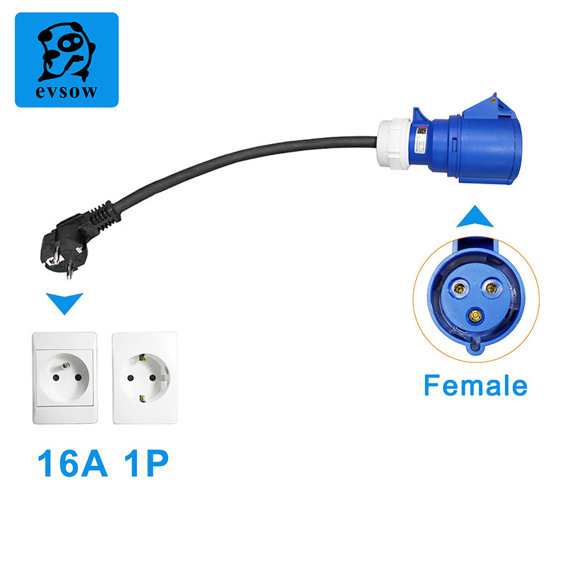 ☮evsow EV Charger CEE Female Plug 3 Pins Adapter Waterproof WallMount ...