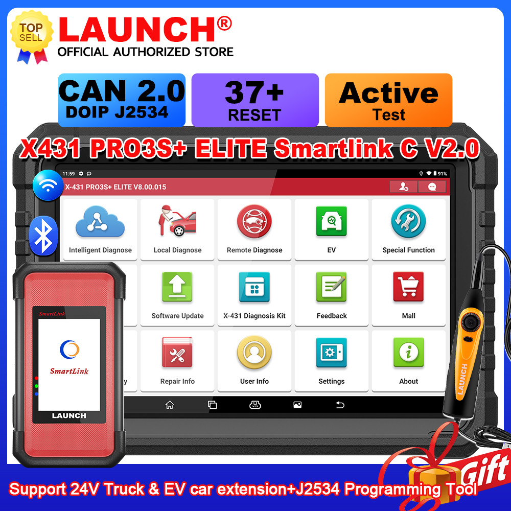 ♥LAUNCH X431 PRO3S+ ELITE Smartlink C V2.0 Car Diagnostic Tools J2534 CAN FD DOIP Full System Au ...