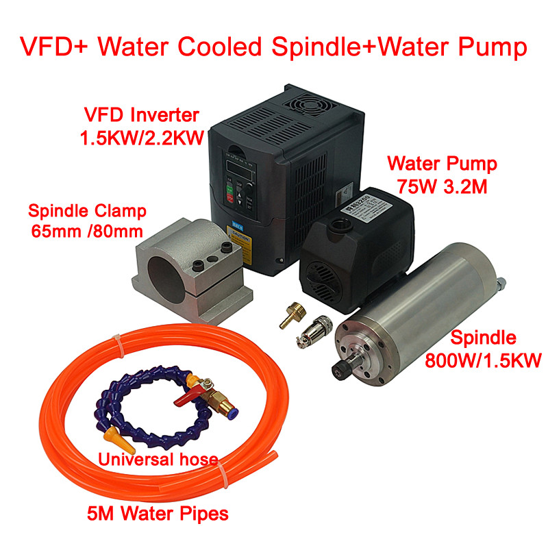 ♥1.5KW Spindle 80mm 2.2KW VFD Spindle For DIY CNC Milling Machine Water ...