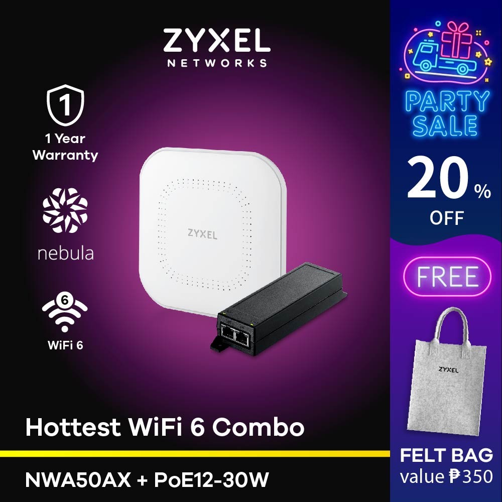 【Bundle Set】 Zyxel NWA50AX + POE12-30W | WiFi 6 AX1800 Wireless Gigabit ...