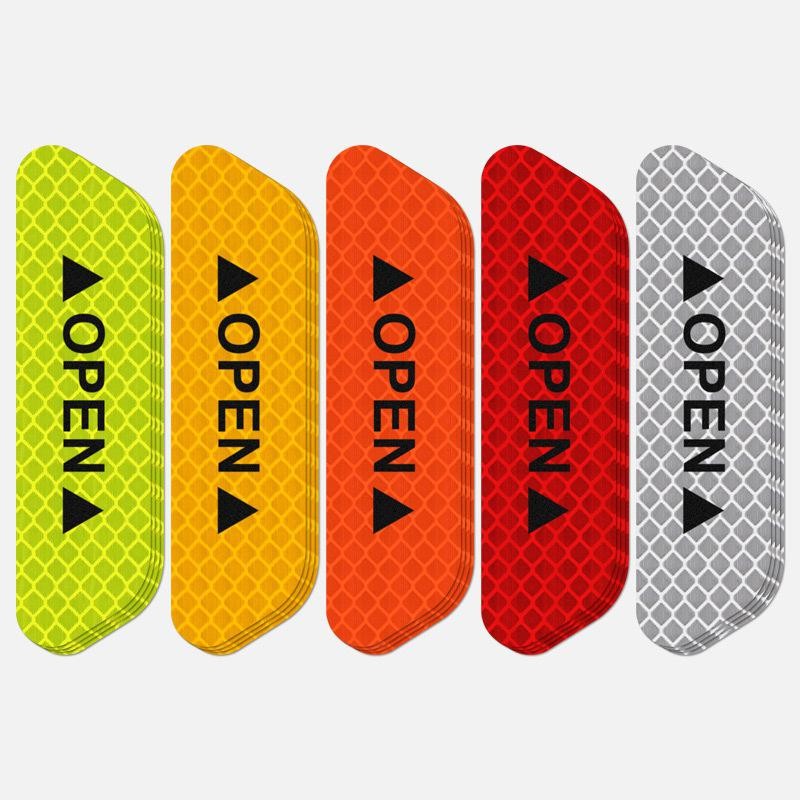 유4Pcs/set Auto Car Door OPEN Sticker Universal Safety Warning Mark ...