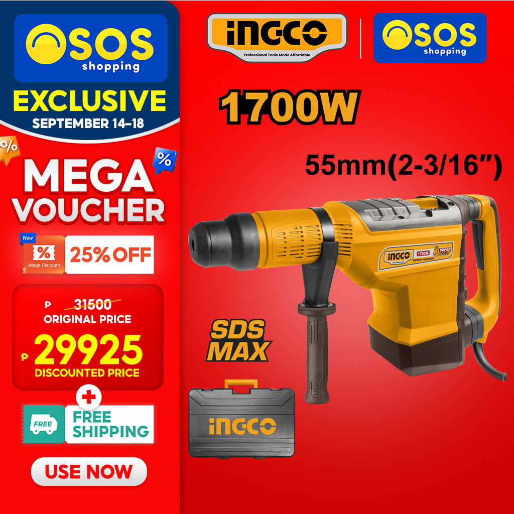 INGCO Original SDS MAX Rotary Hammer 1700W RH1700558 ING-PT •OSOS ...
