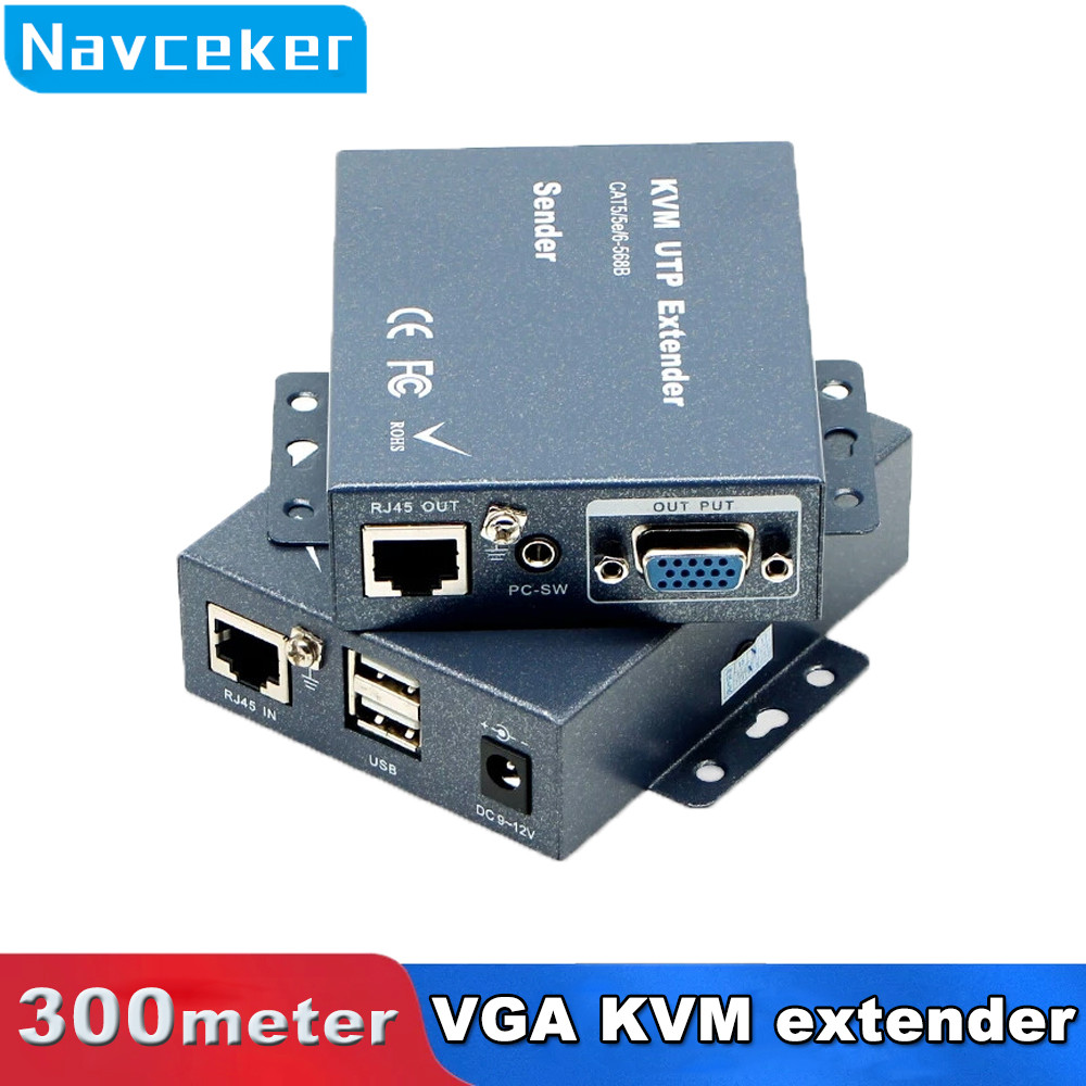 ⚡IP Network 1000ft VGA USB KVM Extender Over Cat5/5e/6 Cable 1080P ...
