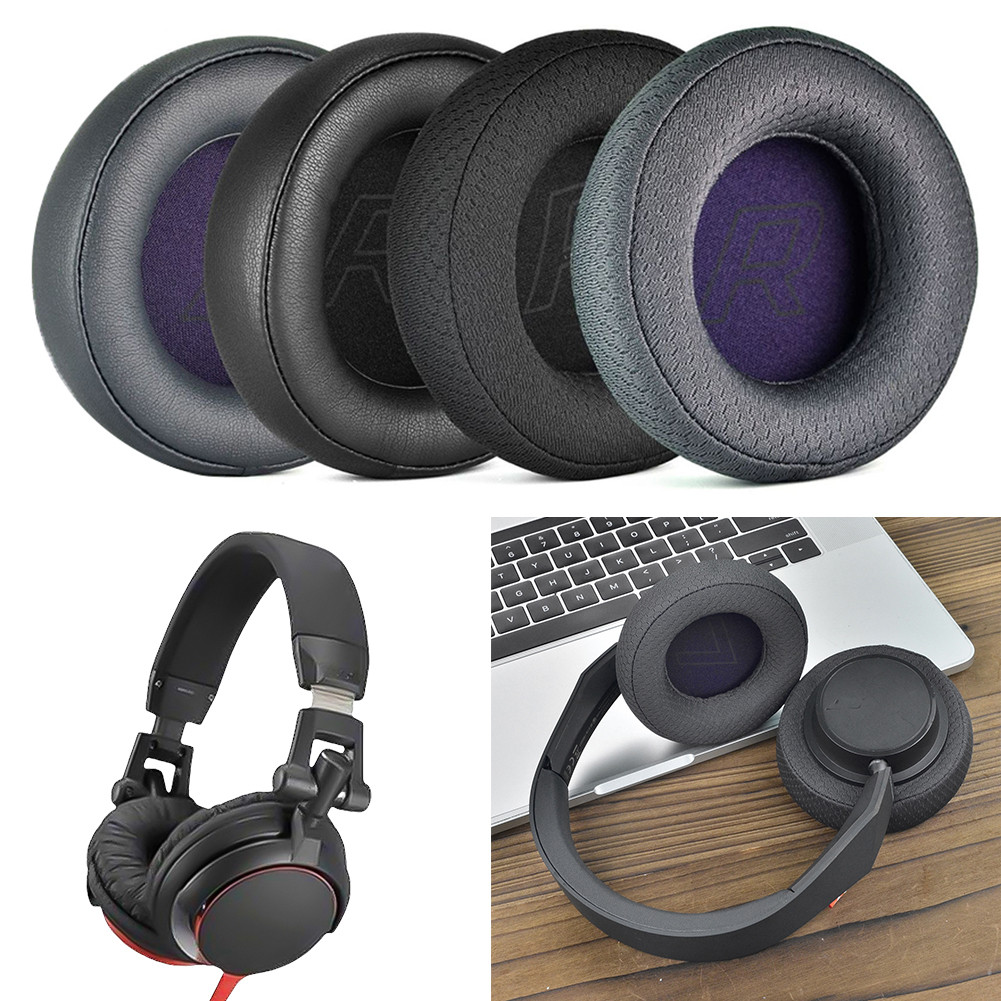 ♀1 Pair Replacement Ear Cushion Protein Leather/Mesh Fabric Headphone ...