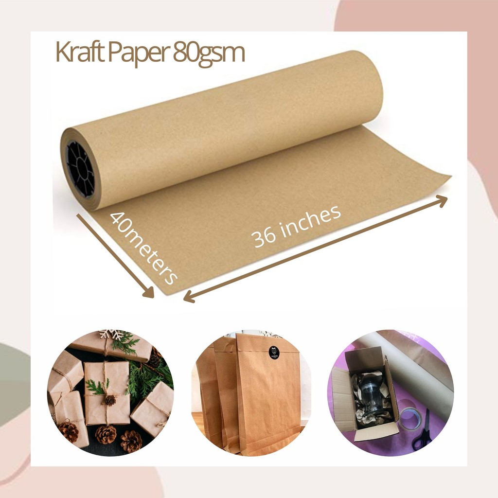 Kraft Paper Counter Roll Brown Paper 80gsm DIY Craft Materials 36”x40m ...