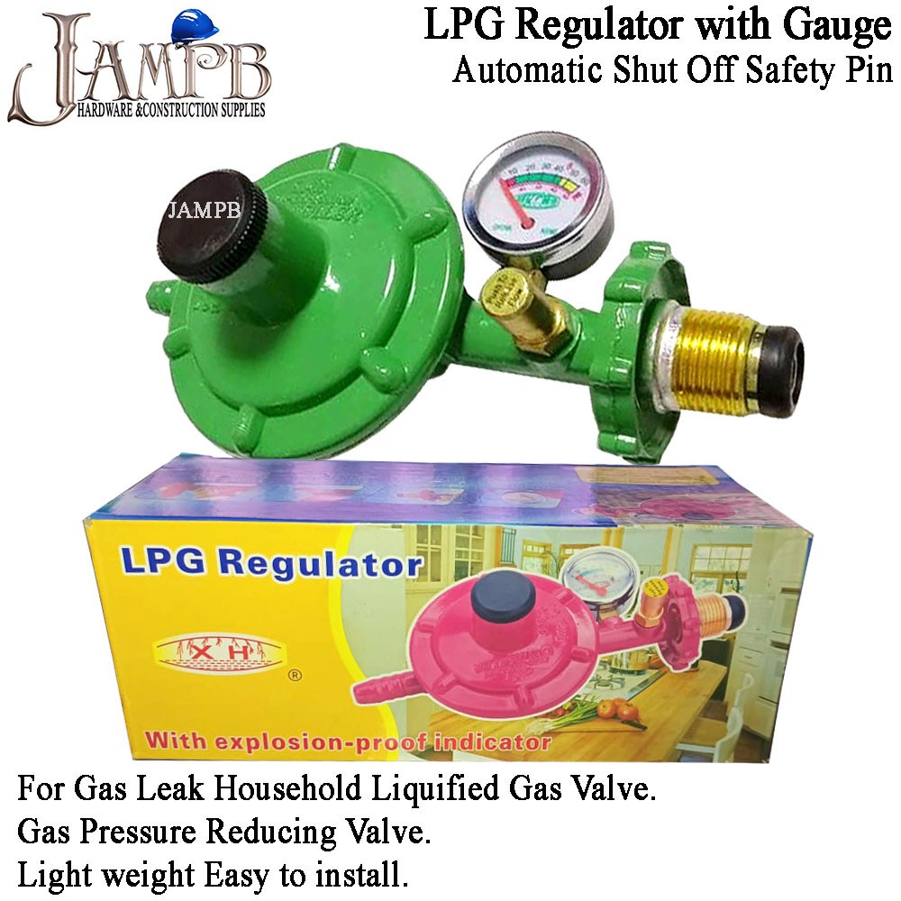 LPG Regulator with Gauge & Automatic Shut Off Safety Pin By JAMPB ...