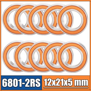 ♘6801RS Bearing ABEC-3 (10PCS) 12*21*5 mm Thin Section 6801-2RS Ball ...