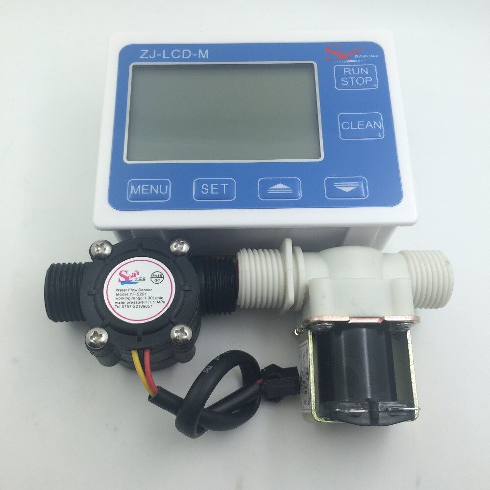 Durable Quality 1/2" Water Flow Control Meter LCD Display + Flow Sensor ...
