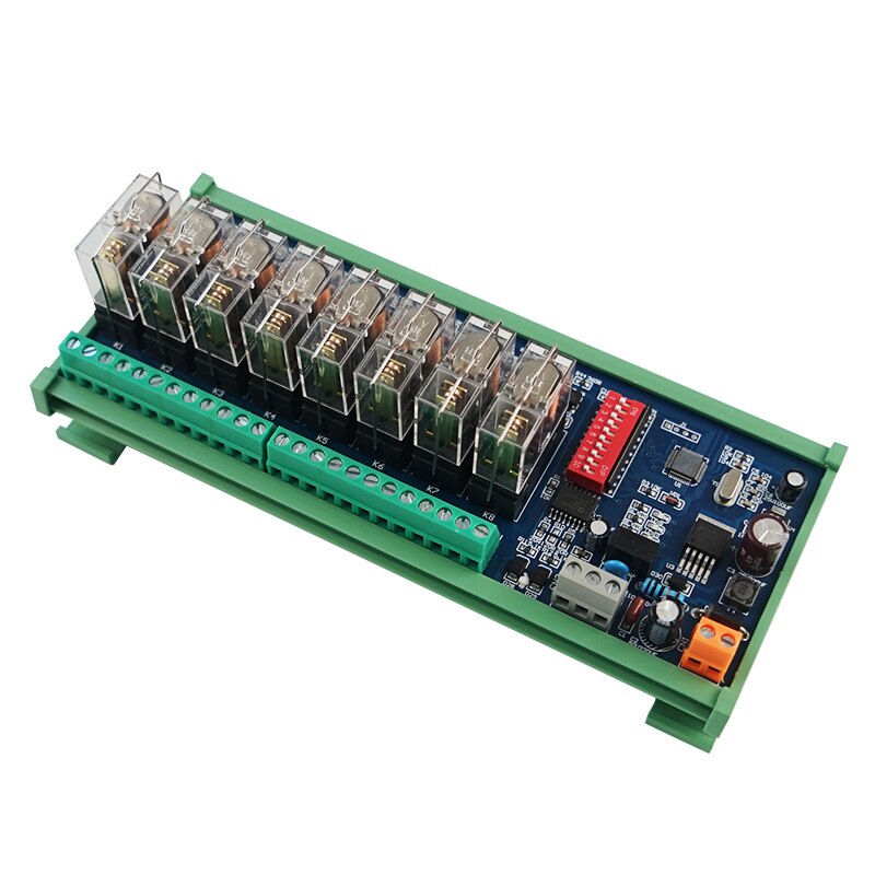 Huaqingjun 8-Channel RS485 Communication Relay Module 12V/24VDC Remote Control RS485 Modbus RTU ...