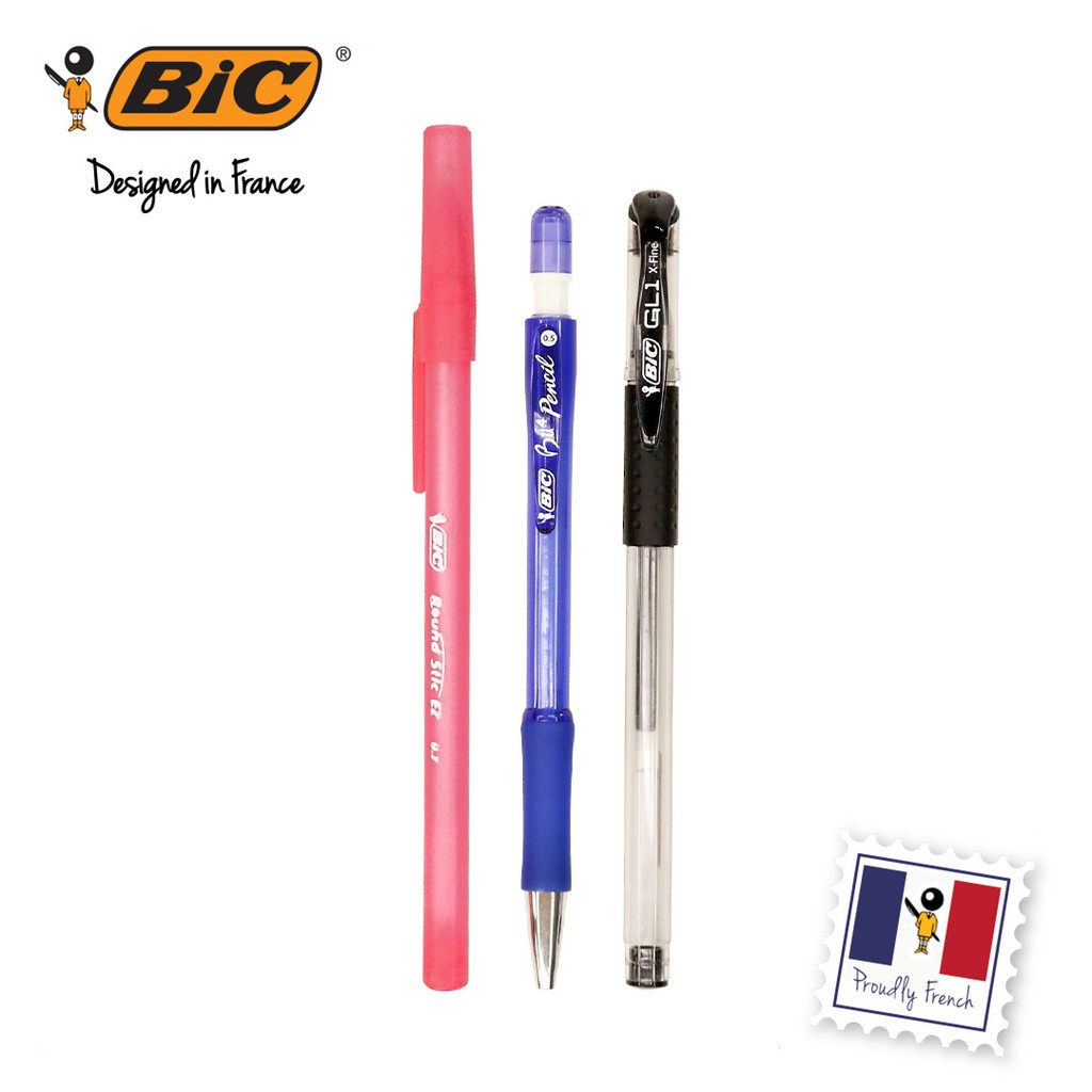 ☎ BIC Writing and Stationery Set Pack of 3 (Black Gel pen, Pink Ballpen ...