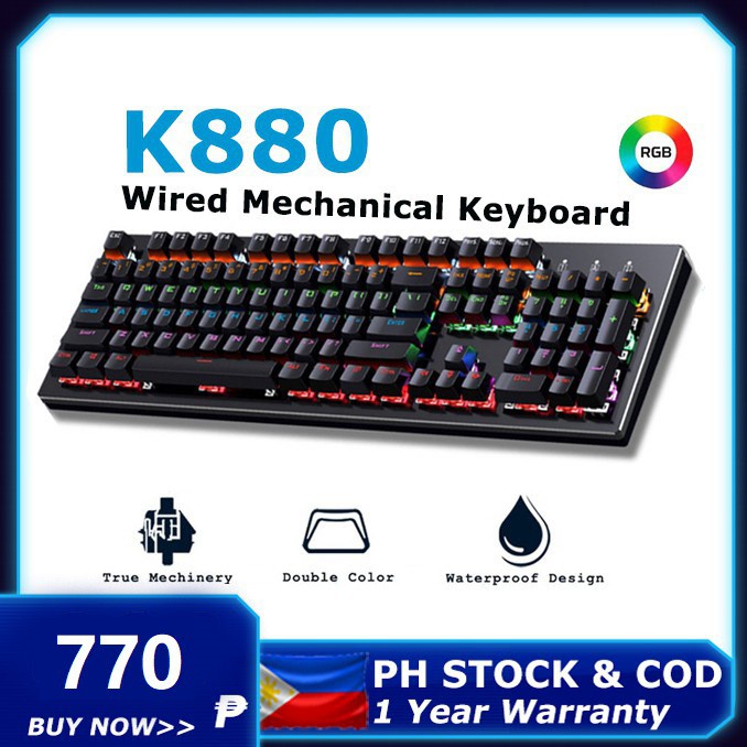 ☄K880 Mechanical Keyboard 104 Key Computer Wired Gaming Keyboard | Shopee Philippines