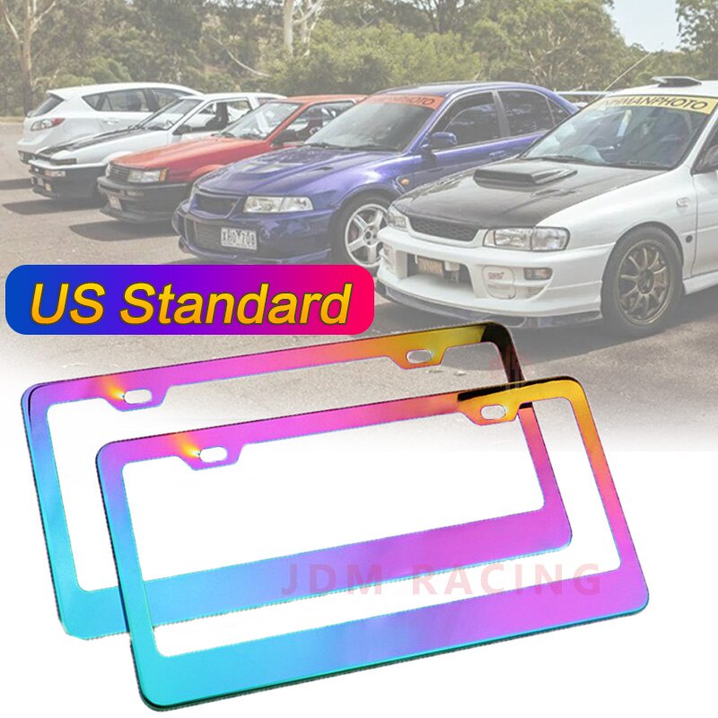 2 Pcs 31cm x 16cm Stainless Steel License Plate Frame Tag Cove car ...