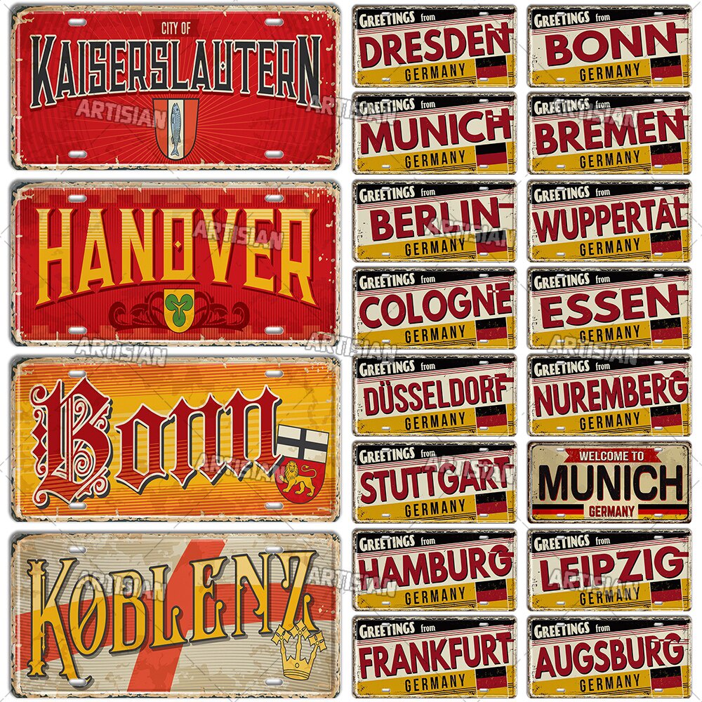 Artisian Germany Landmark License Plate City State Metal Sign ...
