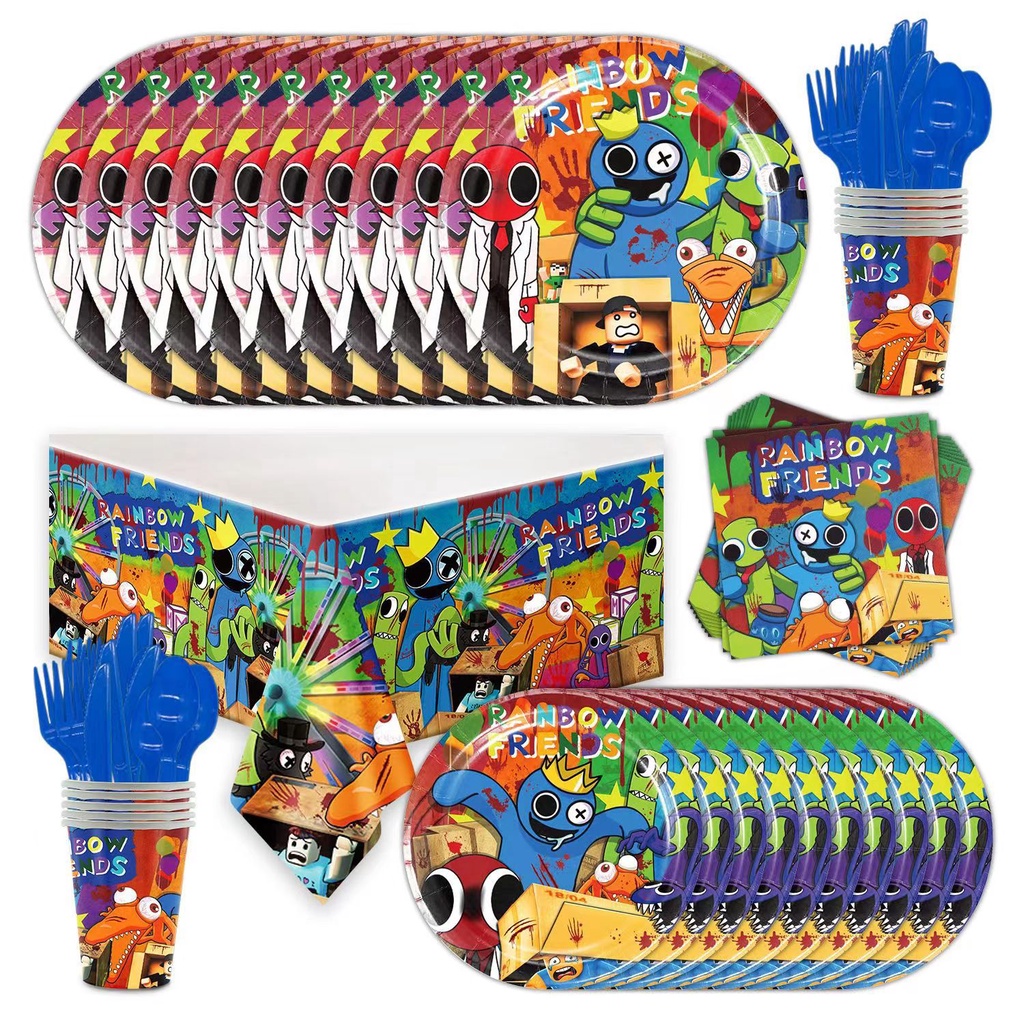 Rainbow Friends Birthday Party Decor Disposable Tableware Cup Plate ...