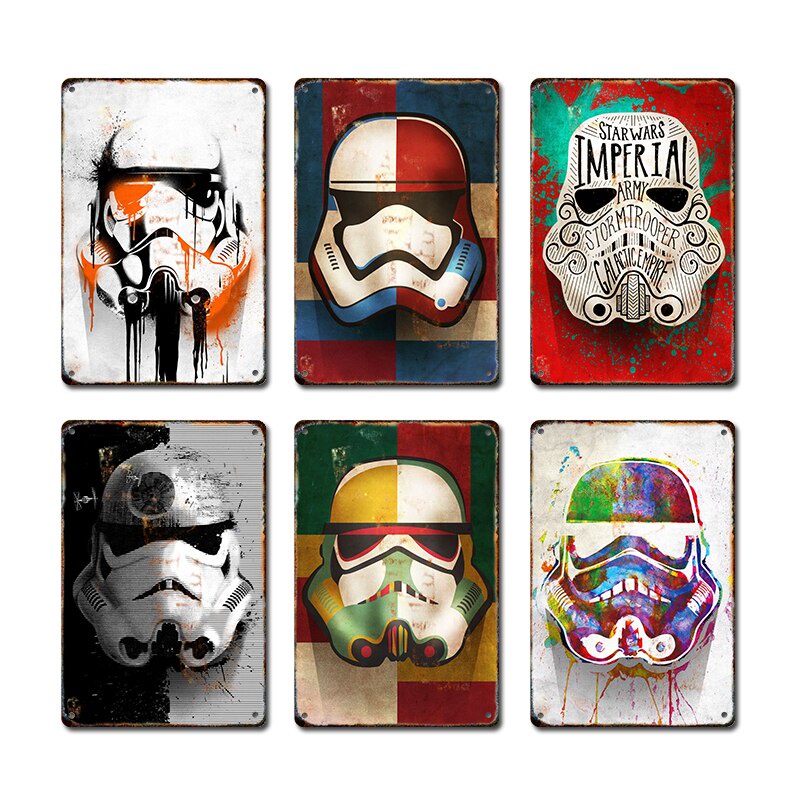 Disney Movie Star Wars Helmet Vintage Metal Tin Sign Plaque Storm ...