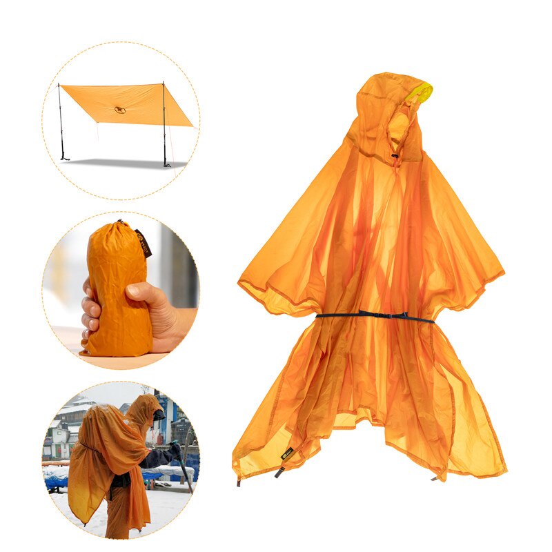3 In 1 Ultralight Hiking Poncho Rain Coat Backpack Waterproof Tarp with ...