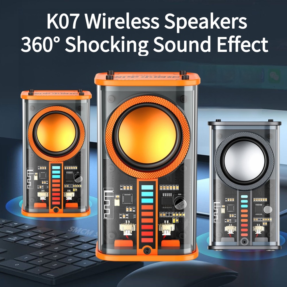 Music Speakers V8/K07 Transparent Mecha Wireless Stereo Loudspeaker ...