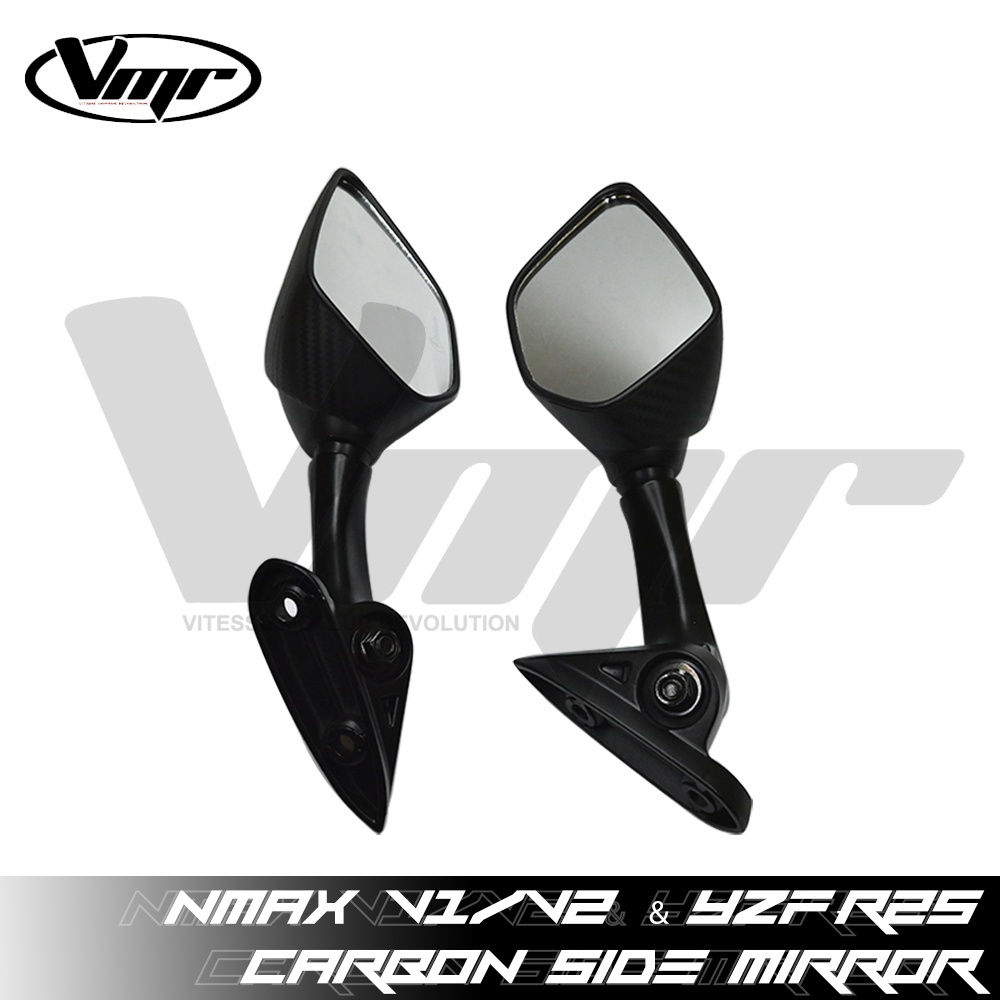 VMR NMAX V1/V2 & YZF-R25 Carbon Side Mirror Short Stem (DESIGN 2 ...