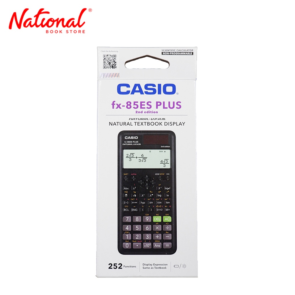 Casio Scientific Calculator Fx85ES Plus Black 252 Functions 2nd edition ...