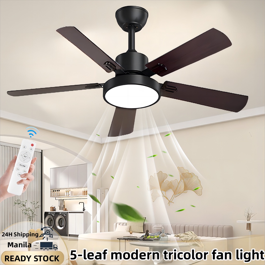 5 blade Ceiling fan light 42/48/52 Inch 3color With Remoter Inverter DC ...