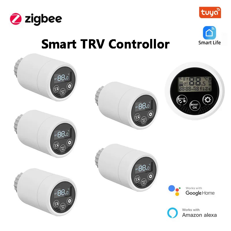 Tuya Zigbee 3.0 Smart Thermostat Radiator Valve Actuator TRV Programmable Temperature Controller ...