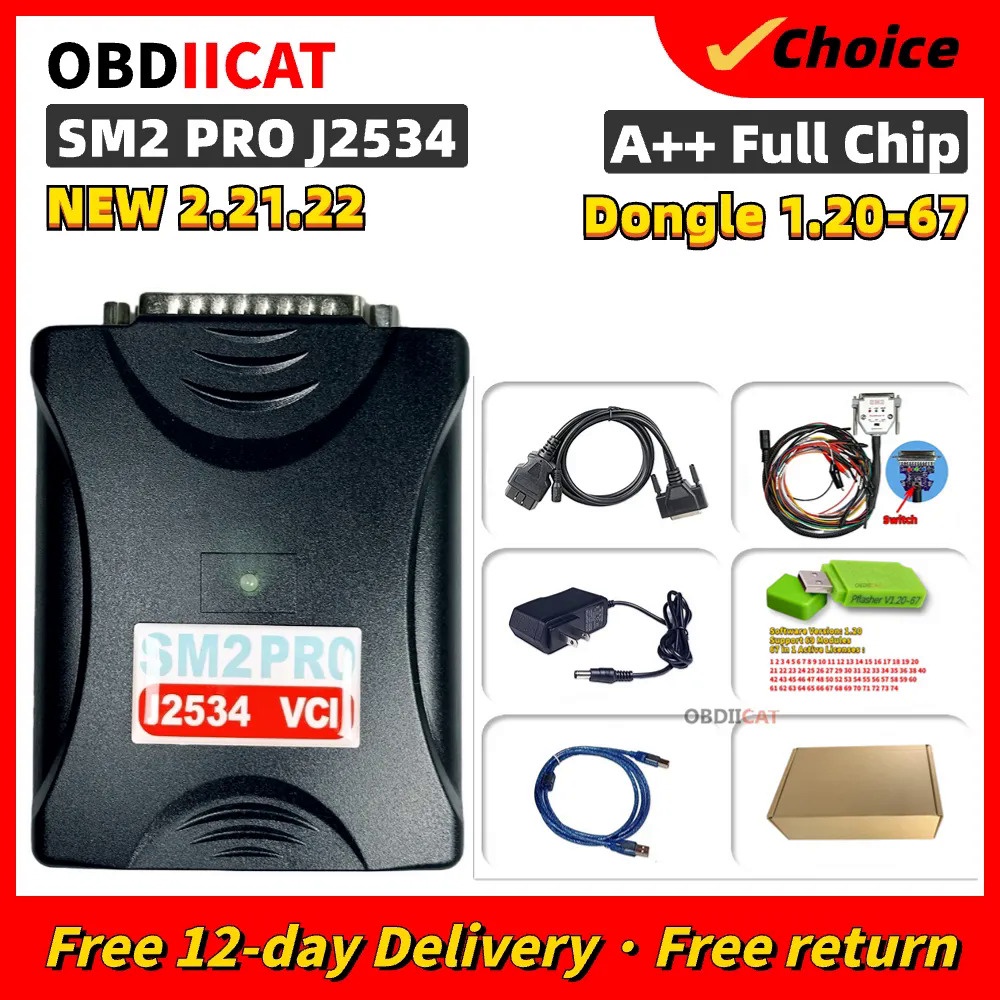 SM2 PRO J2534 VCI PCM ECU Programmer Dongle 67 IN 1 Scanmatik 2 Pro V1.20 EEPROM FLASH BENCH ...