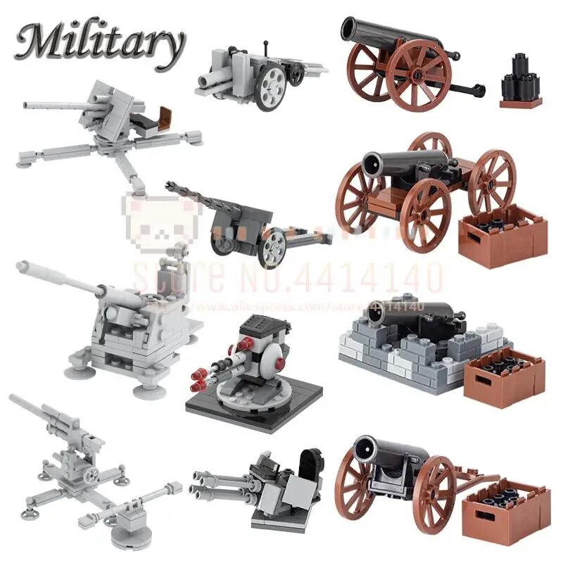 ⚕Military Series MOC Cannon Building Blocks Wars Scene Weapons ...