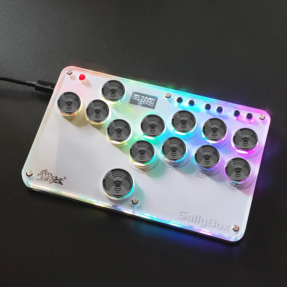 Mini HitBox SallyBox with Gamerfinger Caps LED Light Fighting Stick ...