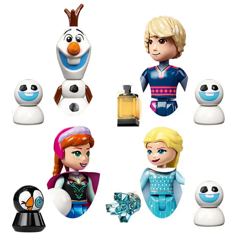 4Pcs/Set Girl Prince Princess Frozen Elsa Olaf Anna Kristoff Model ...