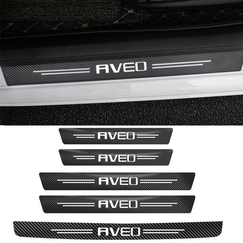 Carbon Fiber Car Door Threshold Sill Sticker Decals for Chevrolet Aveo ...
