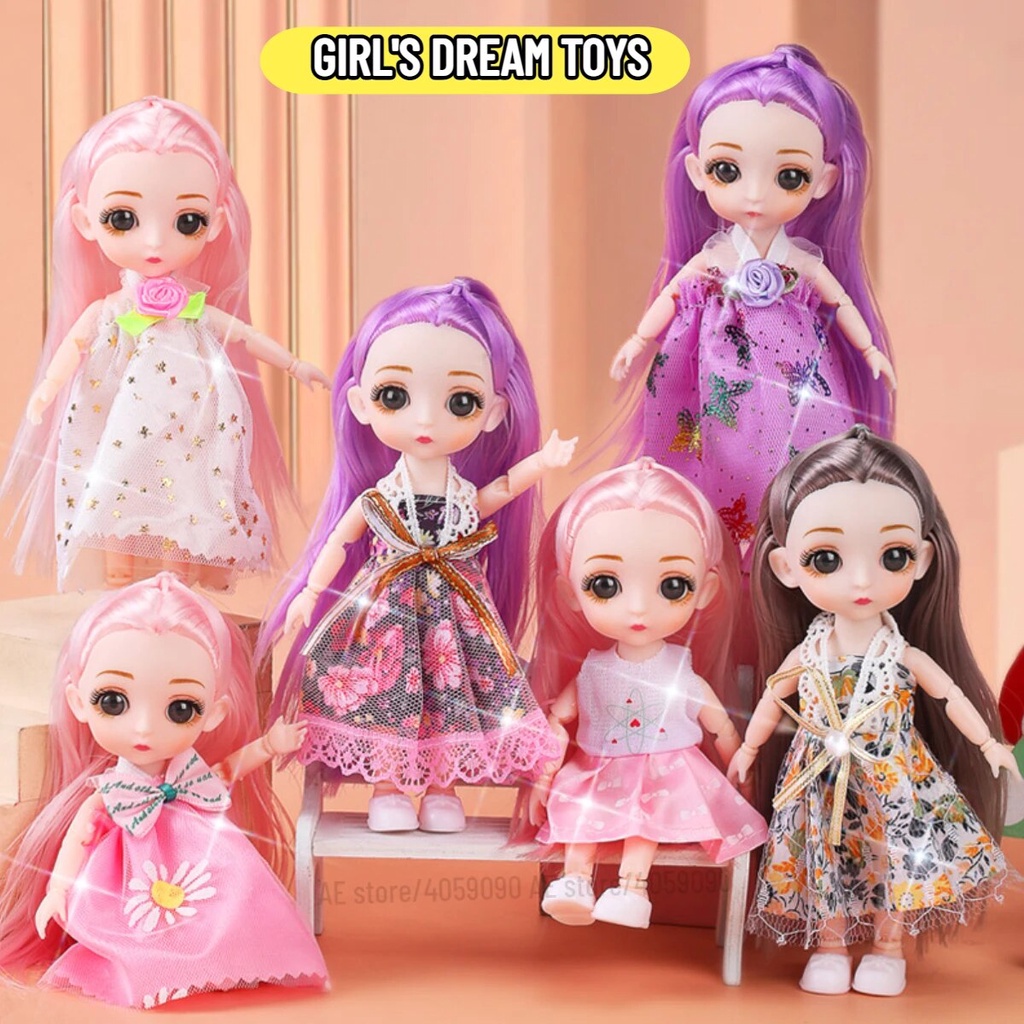 16cm Princess BJD Doll with Clothes and Shoes, Sweet Face Big Eyes 1/12 ...