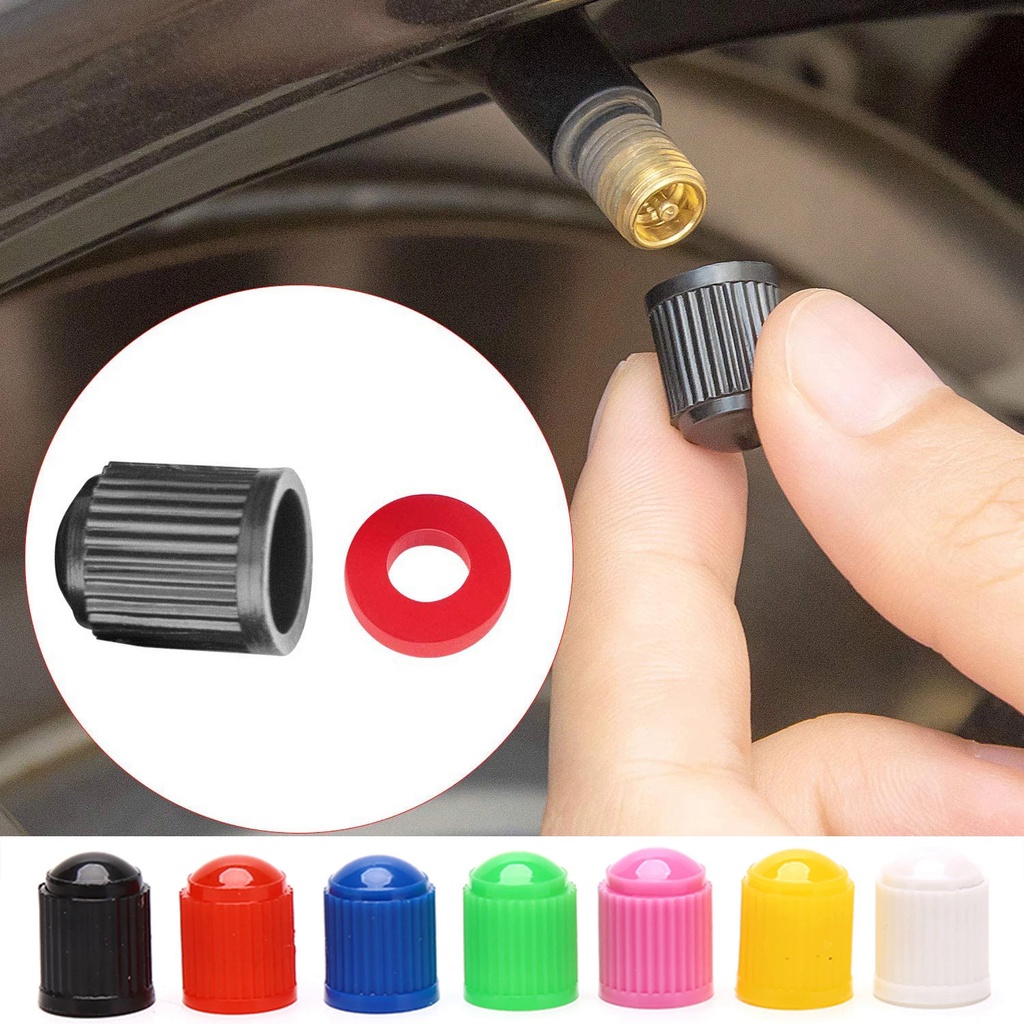 20PCS Bicycle Tire Valve Caps Plastic Dustproof Rim Hub with O Rubber ...